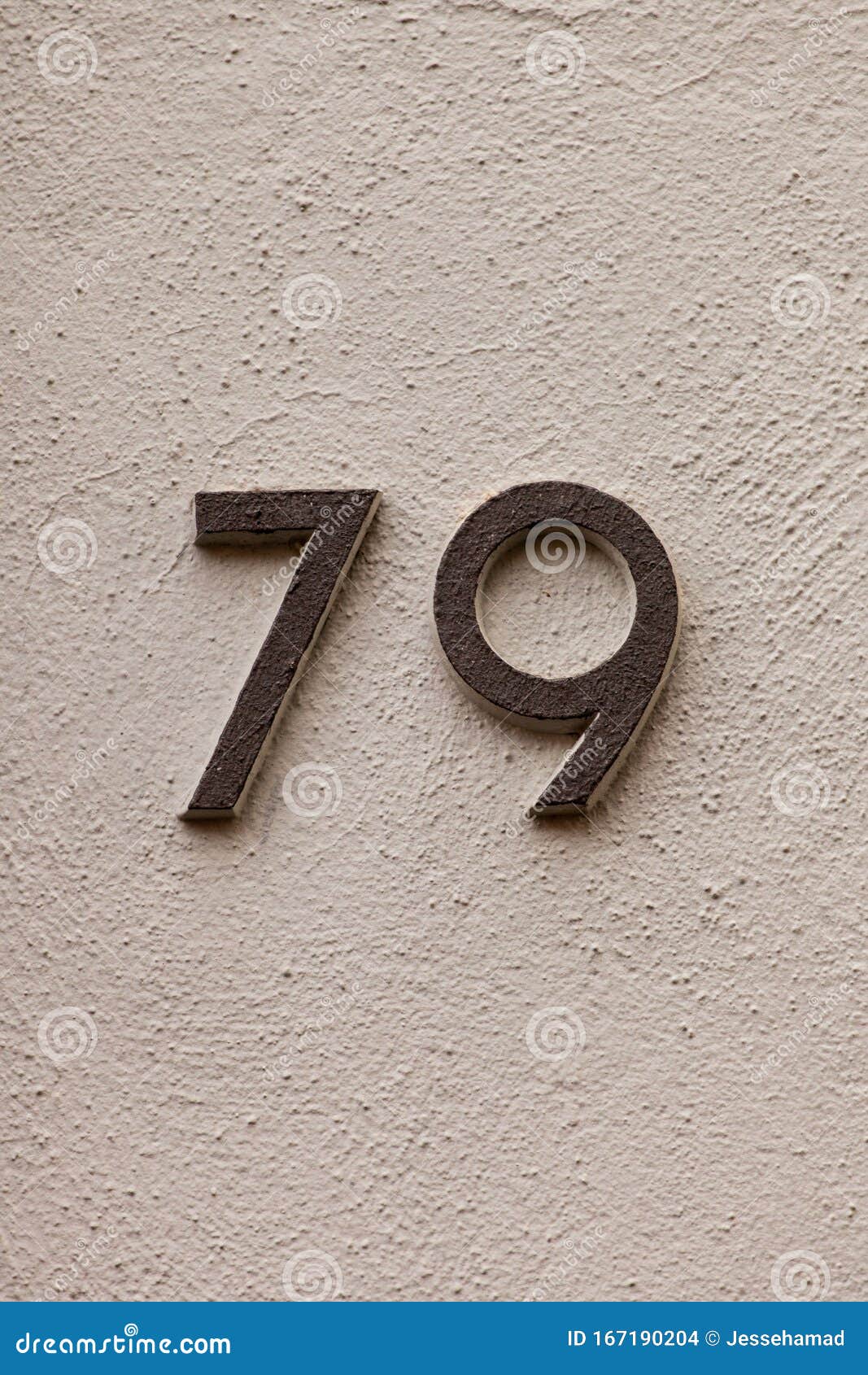 Number 79 House Number on White Wall Stock Photo - Image of seven ...