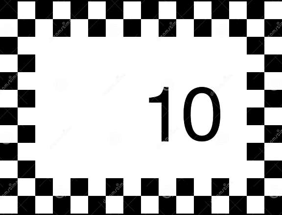 Number 10 Icon on a Back and White Checkered Pattern and White ...