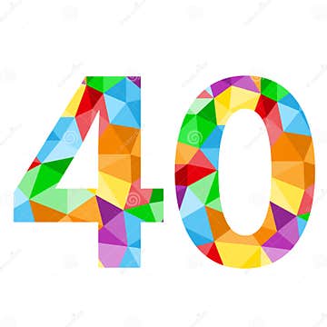 Number 40 Icon with Colorful Polygon Pattern Stock Vector ...