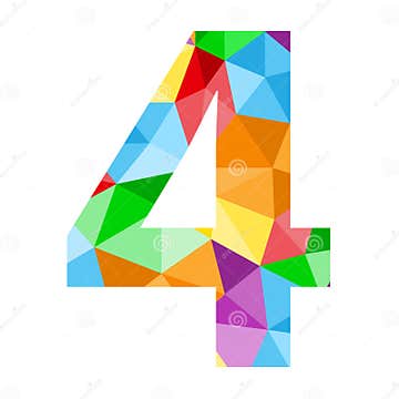 Number 4 Icon with Colorful Polygon Pattern Stock Vector - Illustration ...