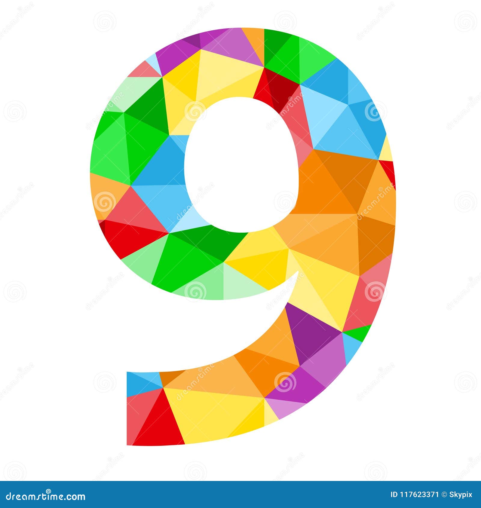 Number 9 Icon with Colorful Polygon Pattern Stock Vector - Illustration ...