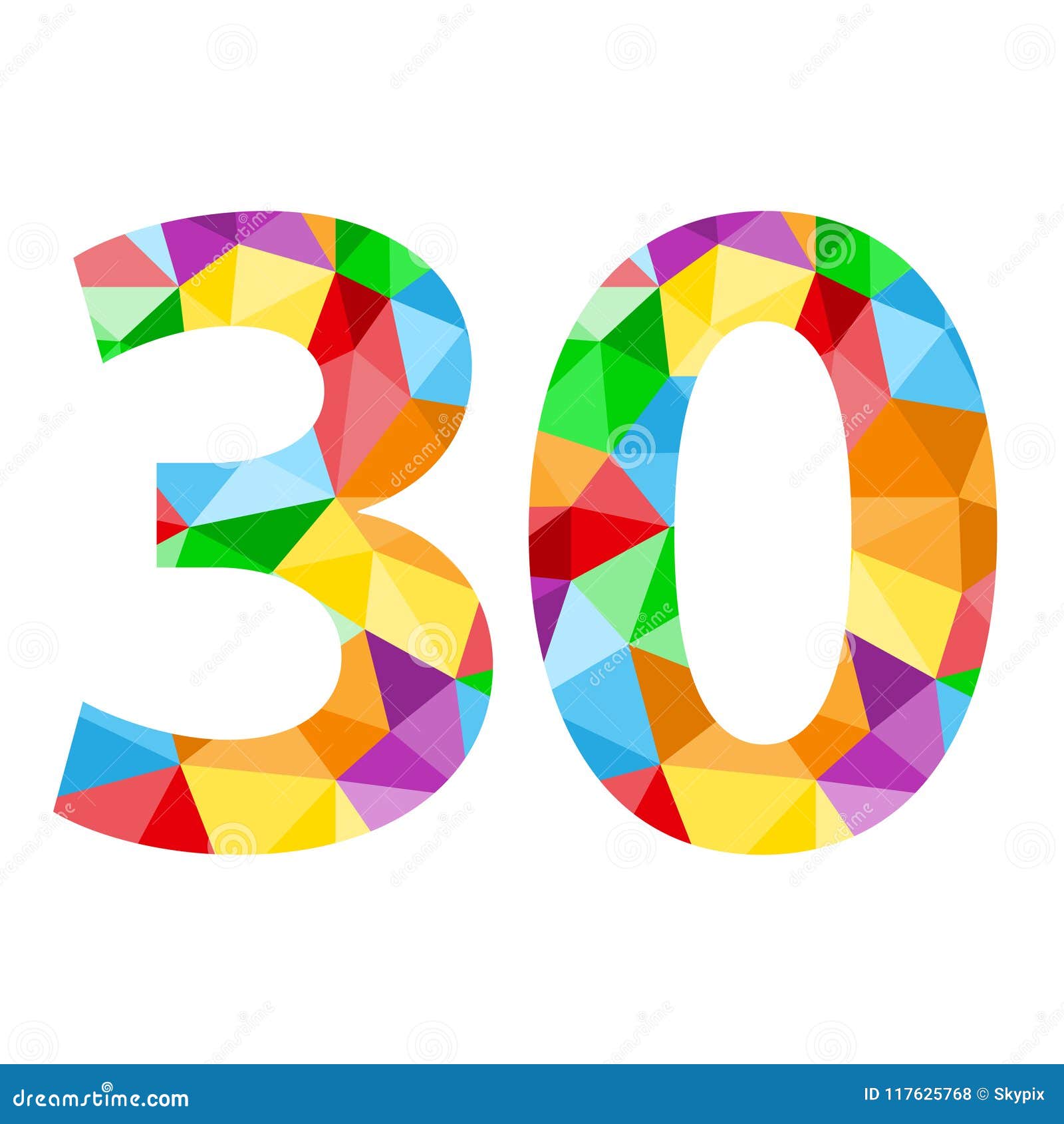 Number 30 Icon with Colorful Polygon Pattern Stock Vector ...