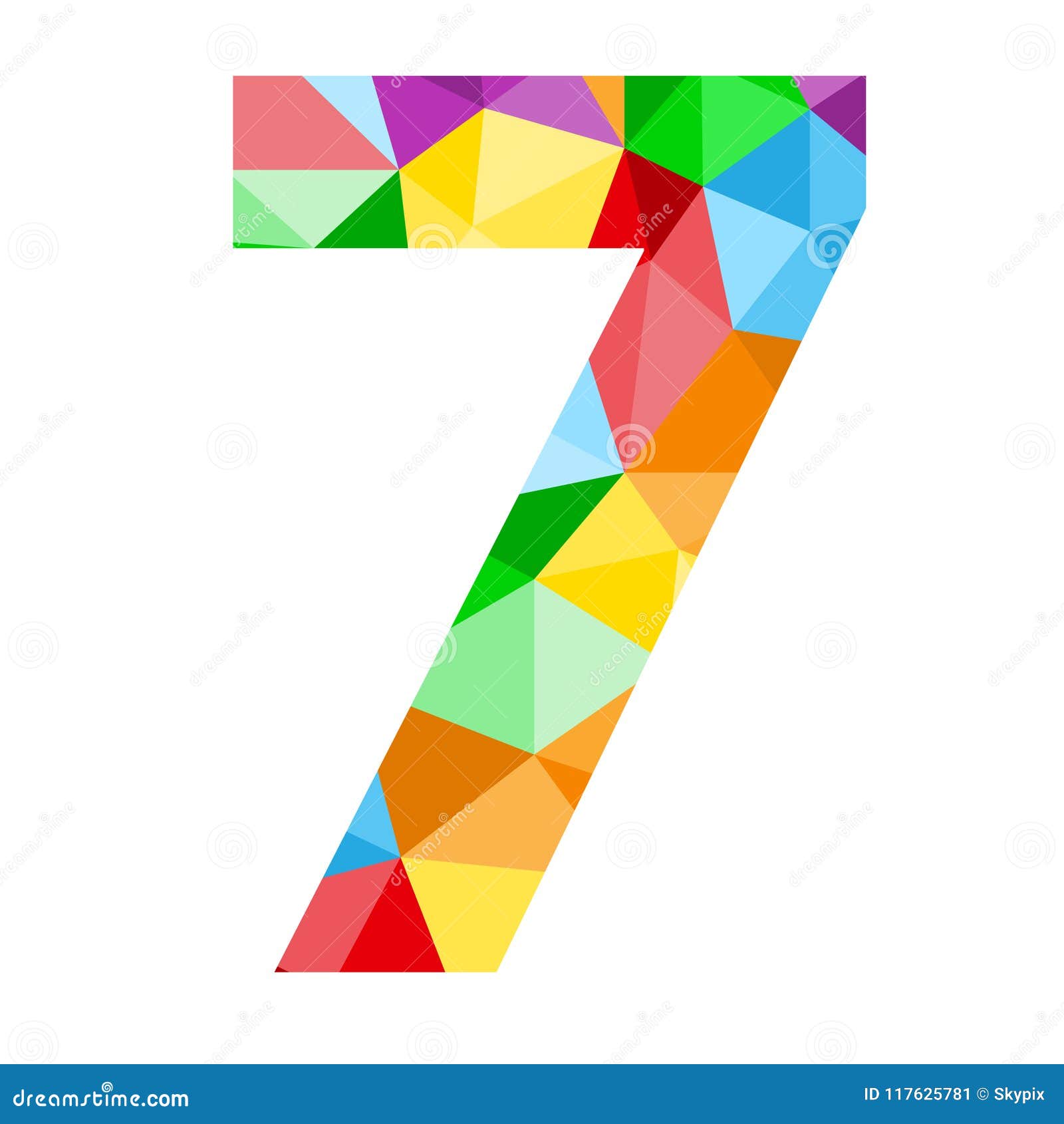 Number 7 Icon with Colorful Polygon Pattern Stock Vector - Illustration ...