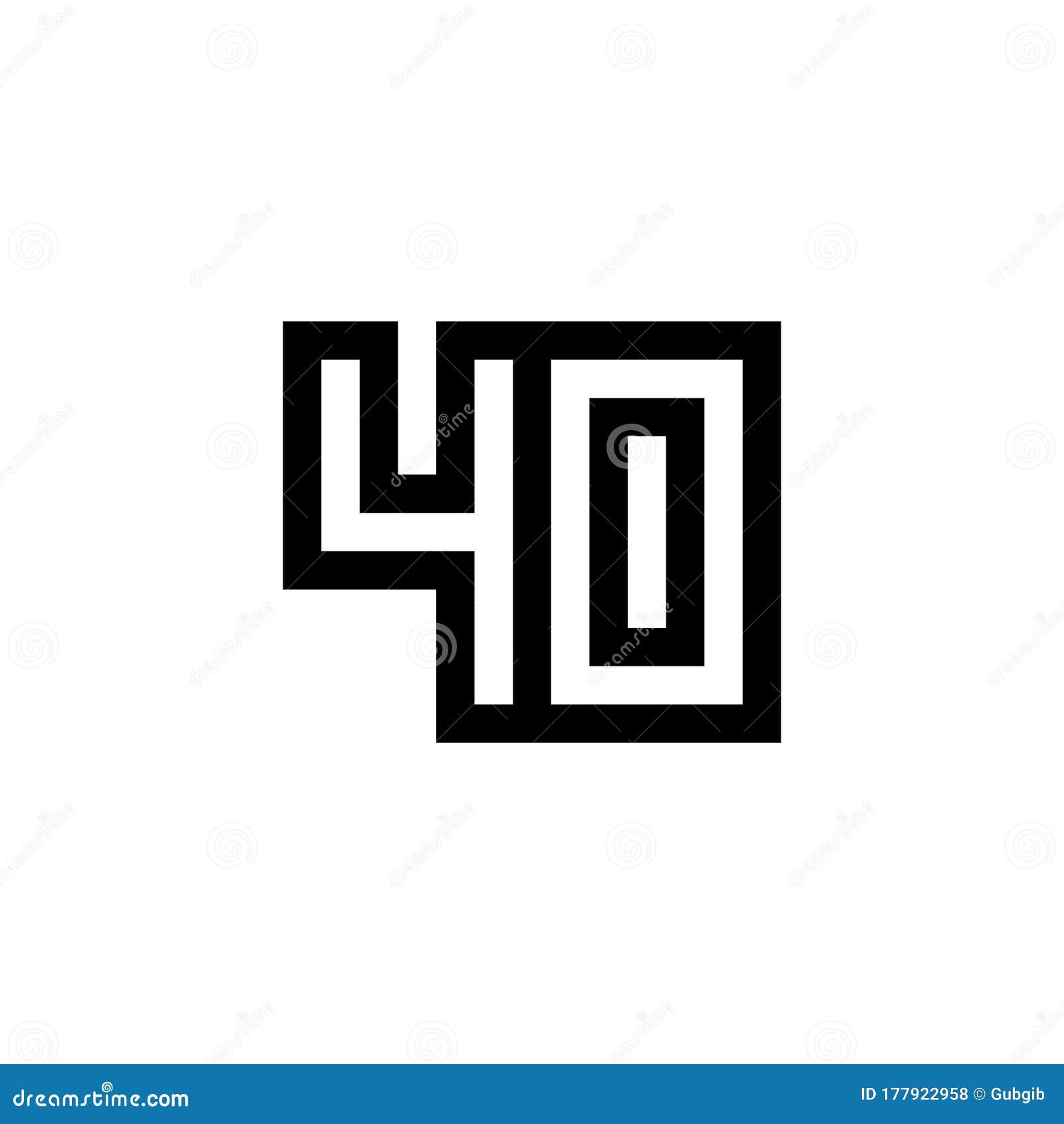 Number 40 Icon Design with Black and White Background Stock Vector ...