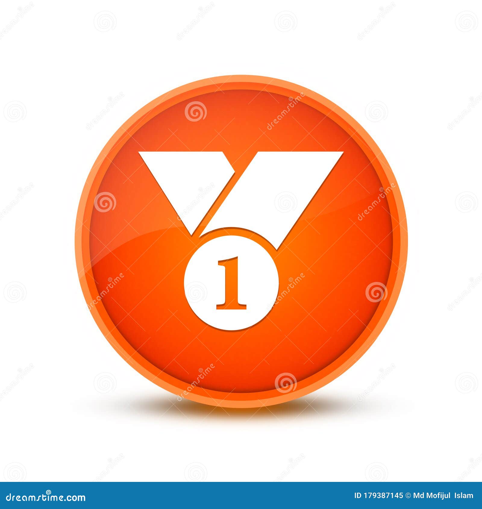 Number 1 Icon Isolated on Orange Round Button Abstract Button Abstract ...