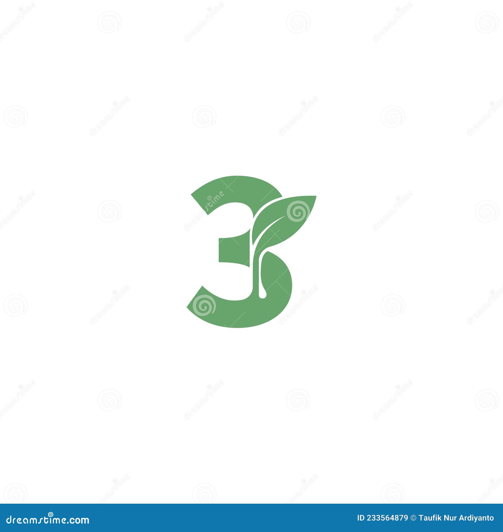 Number 3 Icon Leaf Design Concept Template Stock Vector - Illustration ...