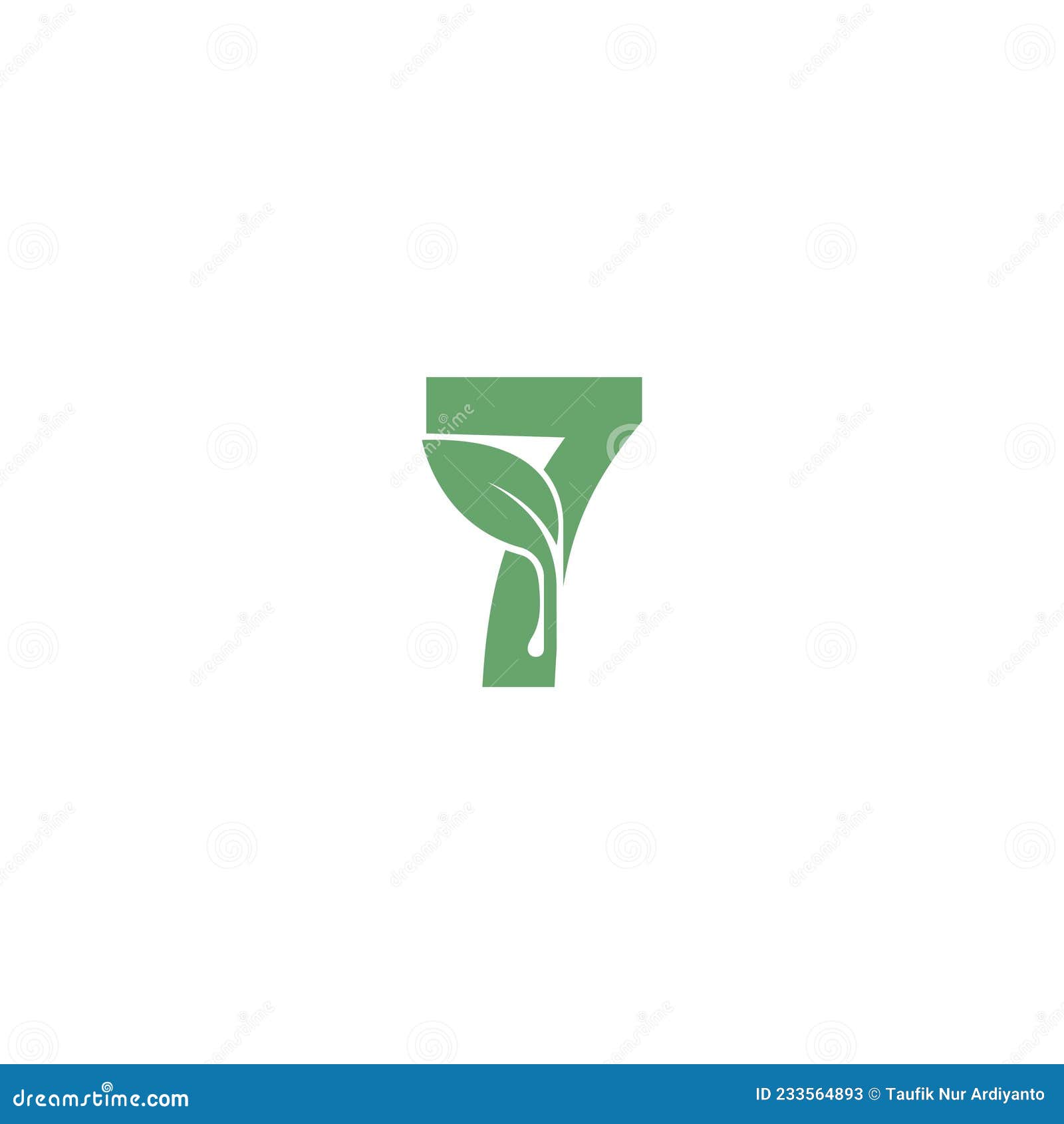 Number 7 Icon Leaf Design Concept Template Stock Vector - Illustration ...
