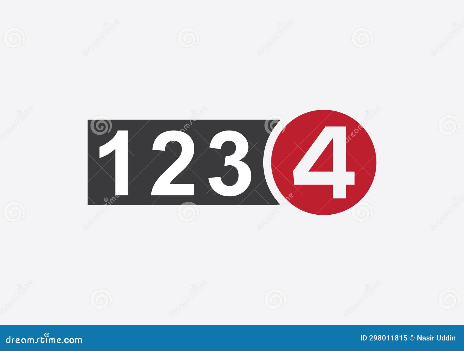 Number 1234 Icon Logo Design Vector Template. Red and Black Number 1234 ...