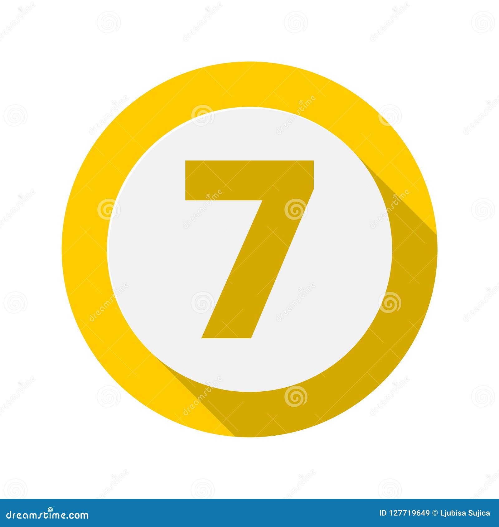 Number 7 Icon with Long Shadow Stock Vector - Illustration of ...