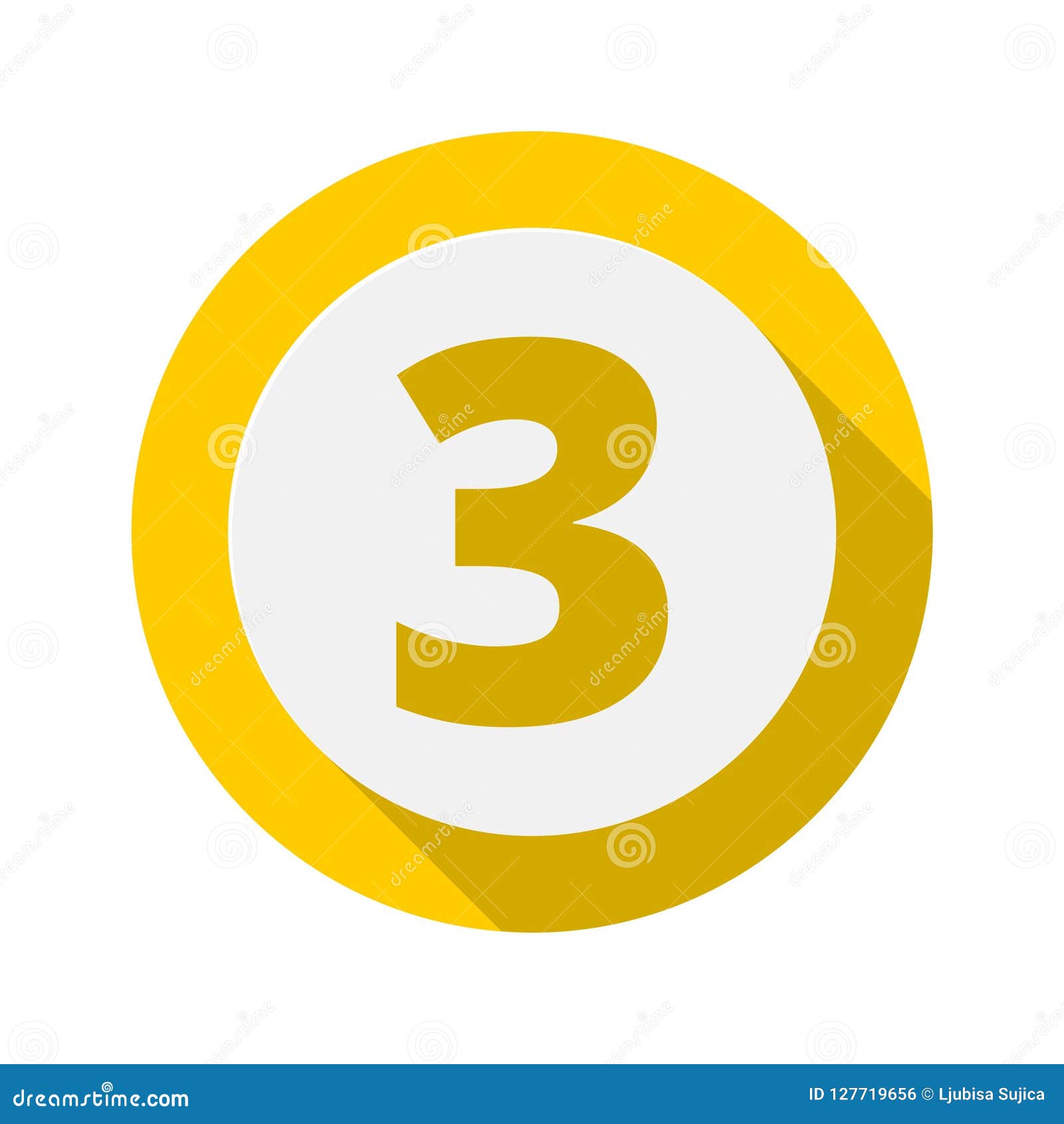 Number 3 Icon with Long Shadow Stock Vector - Illustration of equal ...