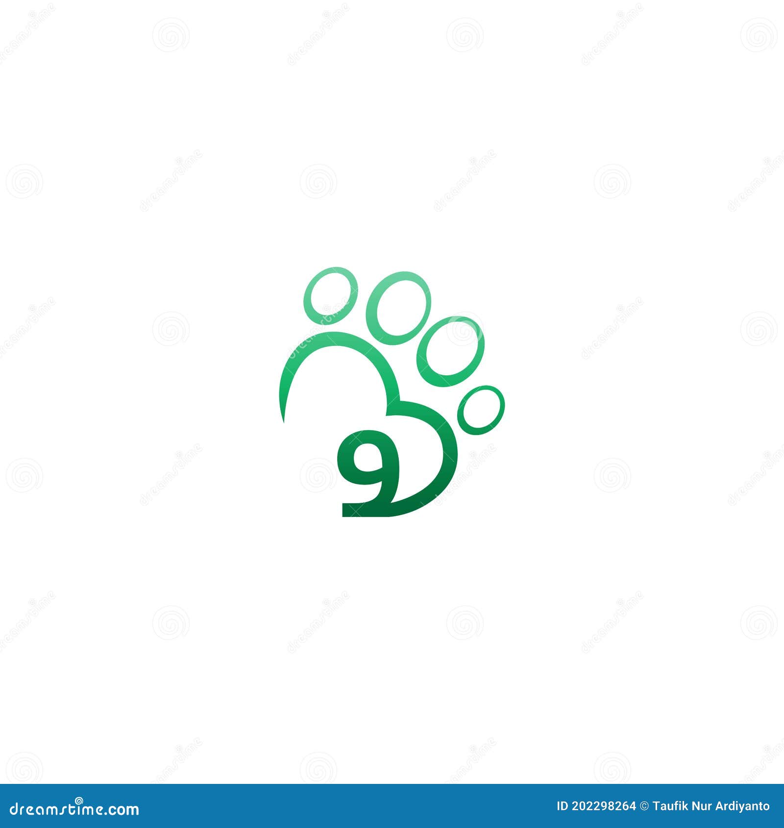 Number 9 Icon on Paw Prints Logo Stock Vector - Illustration of graphic ...