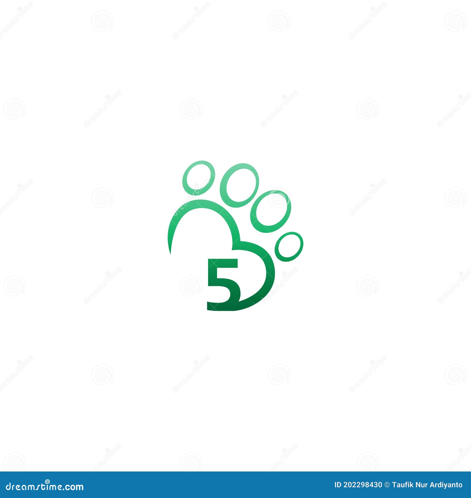 Number 5 Icon on Paw Prints Logo Stock Vector - Illustration of vector ...