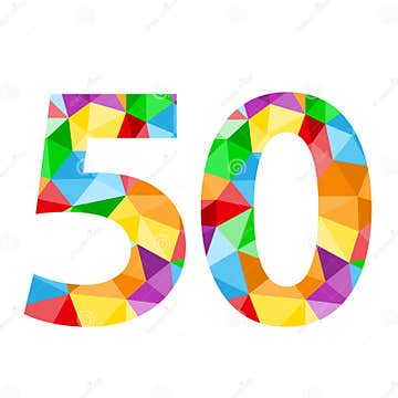 Number 50 Icon with Colorful Polygon Pattern Stock Vector ...