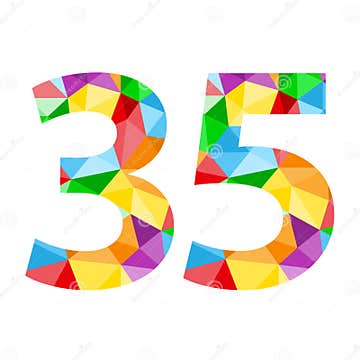 Number 35 Icon with Colorful Polygon Pattern Stock Vector ...