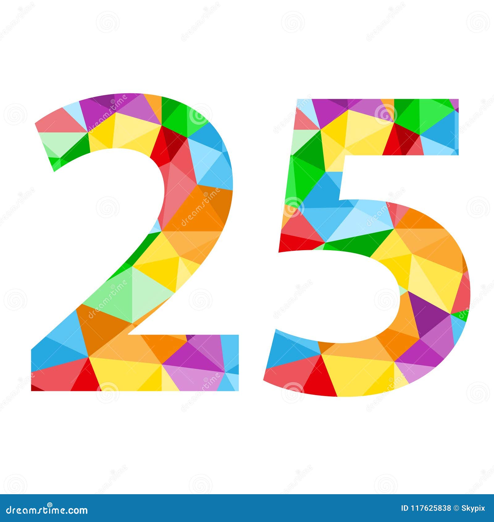 Number 25 Icon with Colorful Polygon Pattern Stock Vector ...