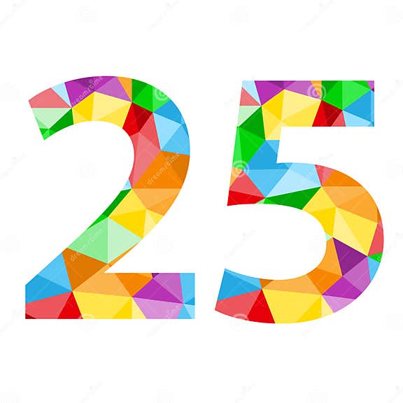 Number 25 Icon with Colorful Polygon Pattern Stock Vector ...