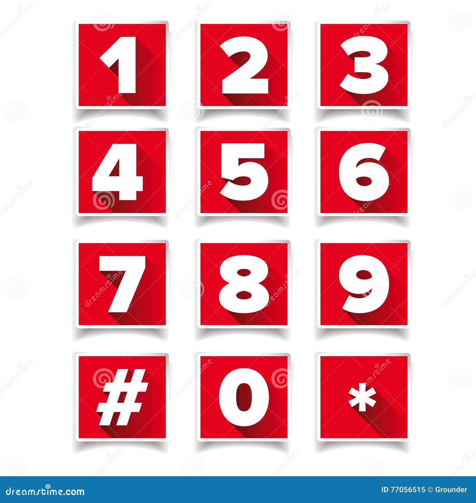 Number icon set square red stock vector. Illustration of mathematics ...