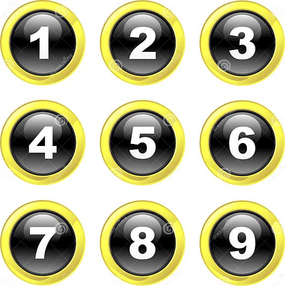 Black Gold Glassy Bubble Button Number Icons Stock Vector ...