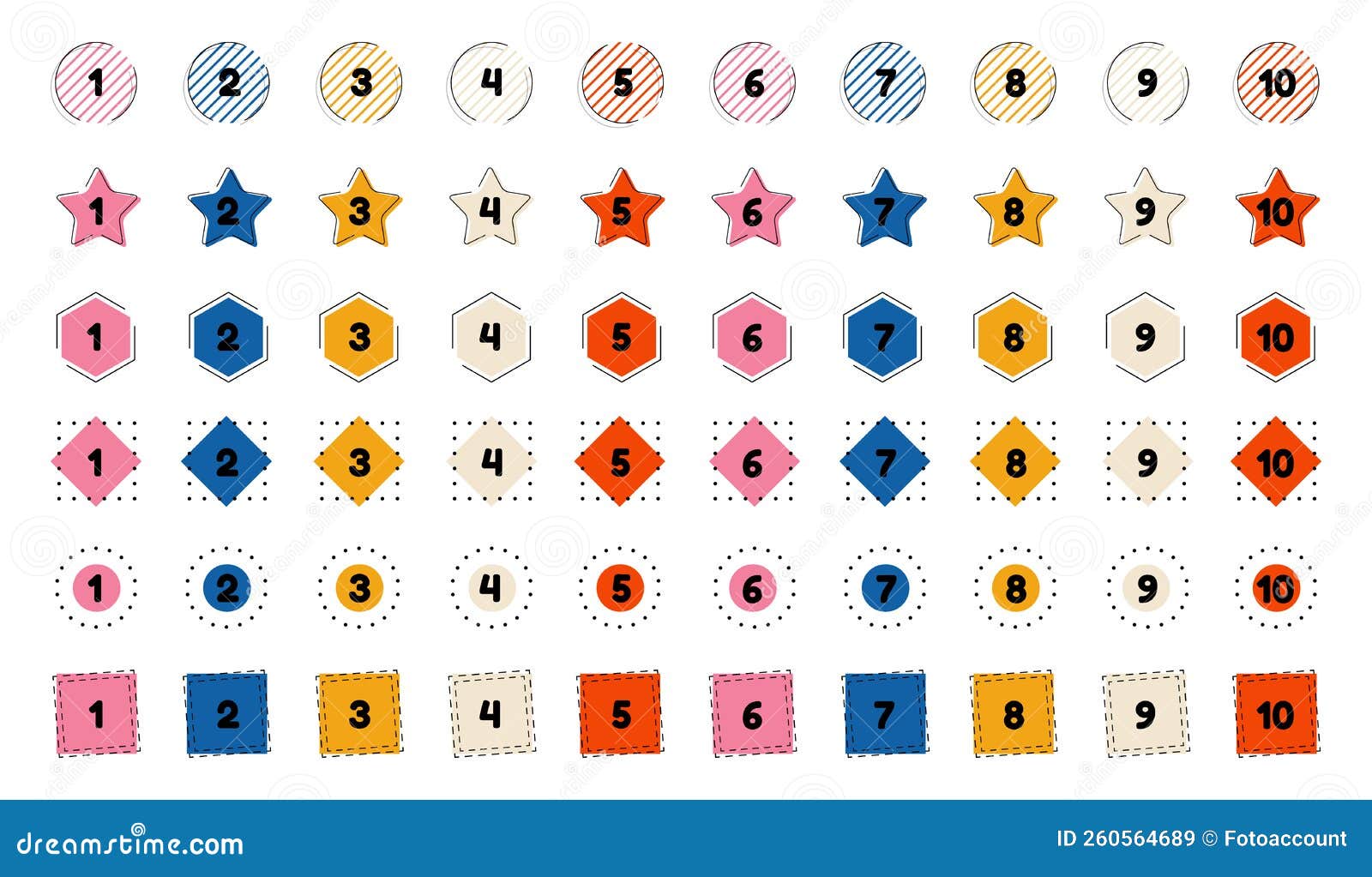 Number Icons Set - Simple Flat Vector Illustrations Isolated on White ...