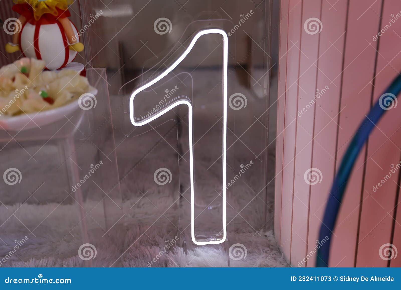 Number 1 Illuminated in Celebration of One Year Anniversary Stock Image ...