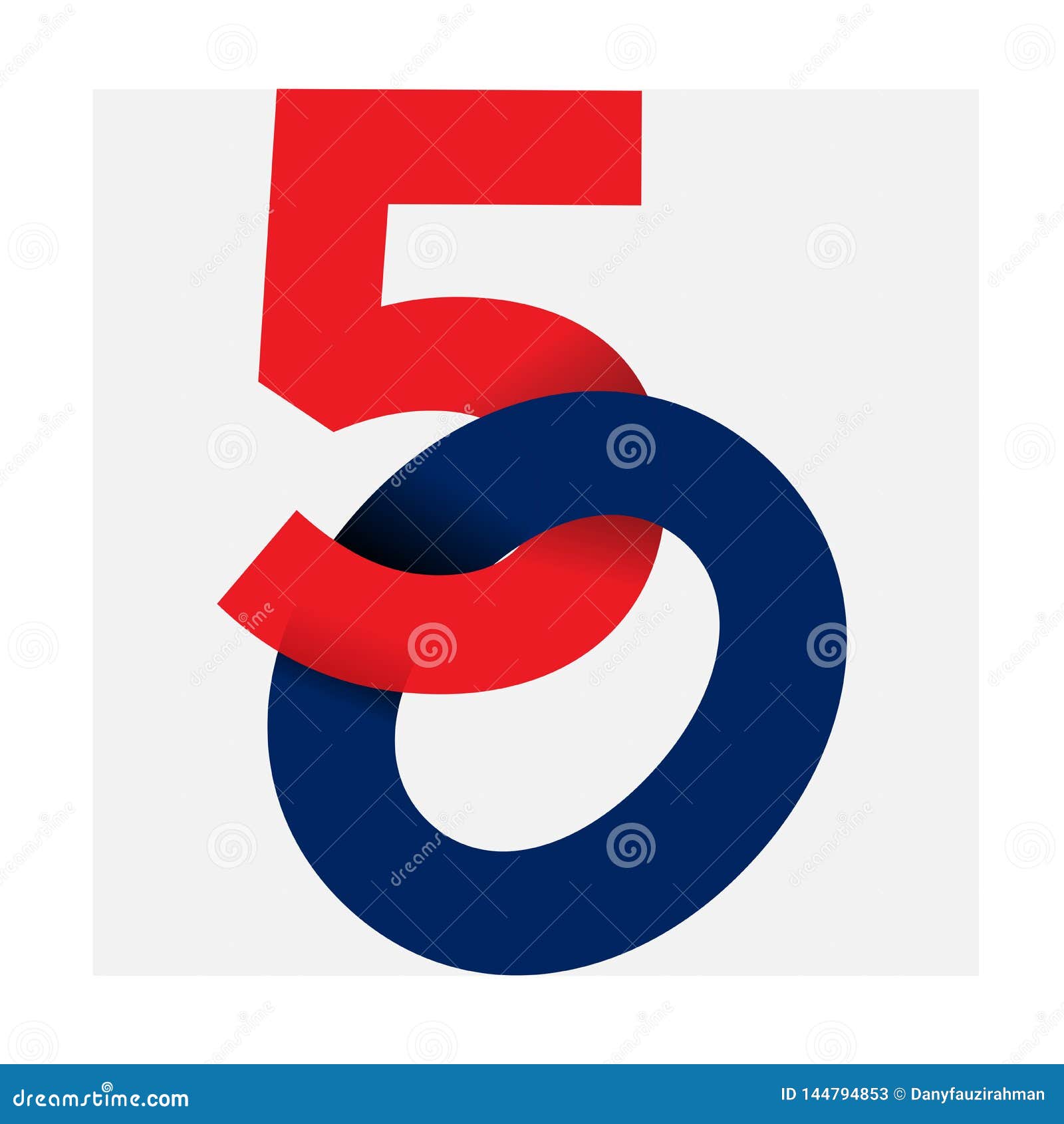 Number Illustration Isolated Logo_50 Red Blue Color in with Background ...