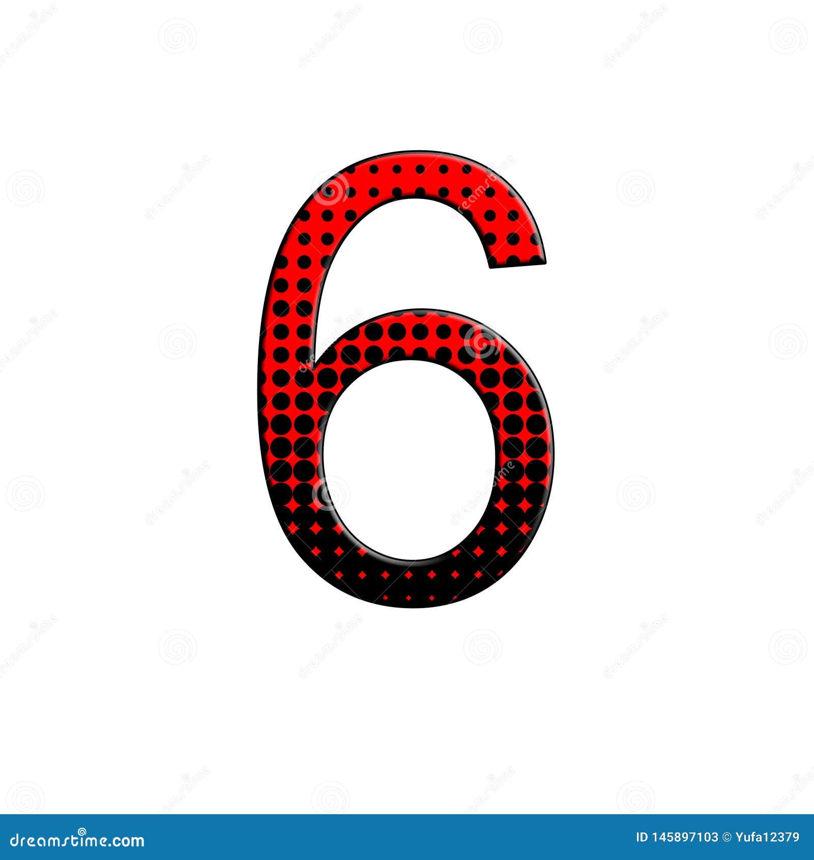 Number 6 Illustration on Isolated White Background. Halftone Duotone ...