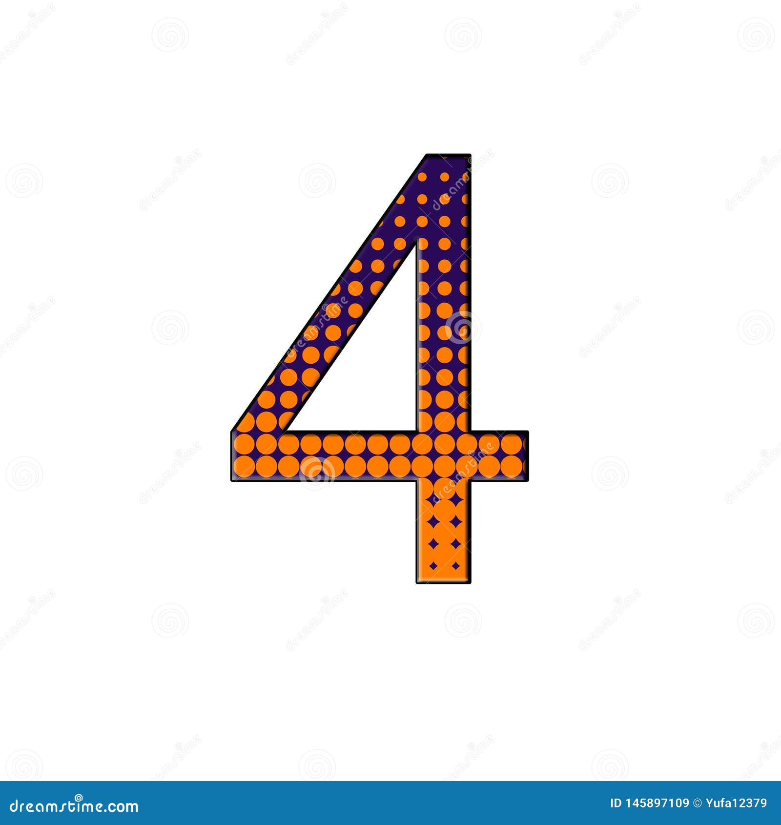 Number 4 Illustration on Isolated White Background. Halftone Duotone ...
