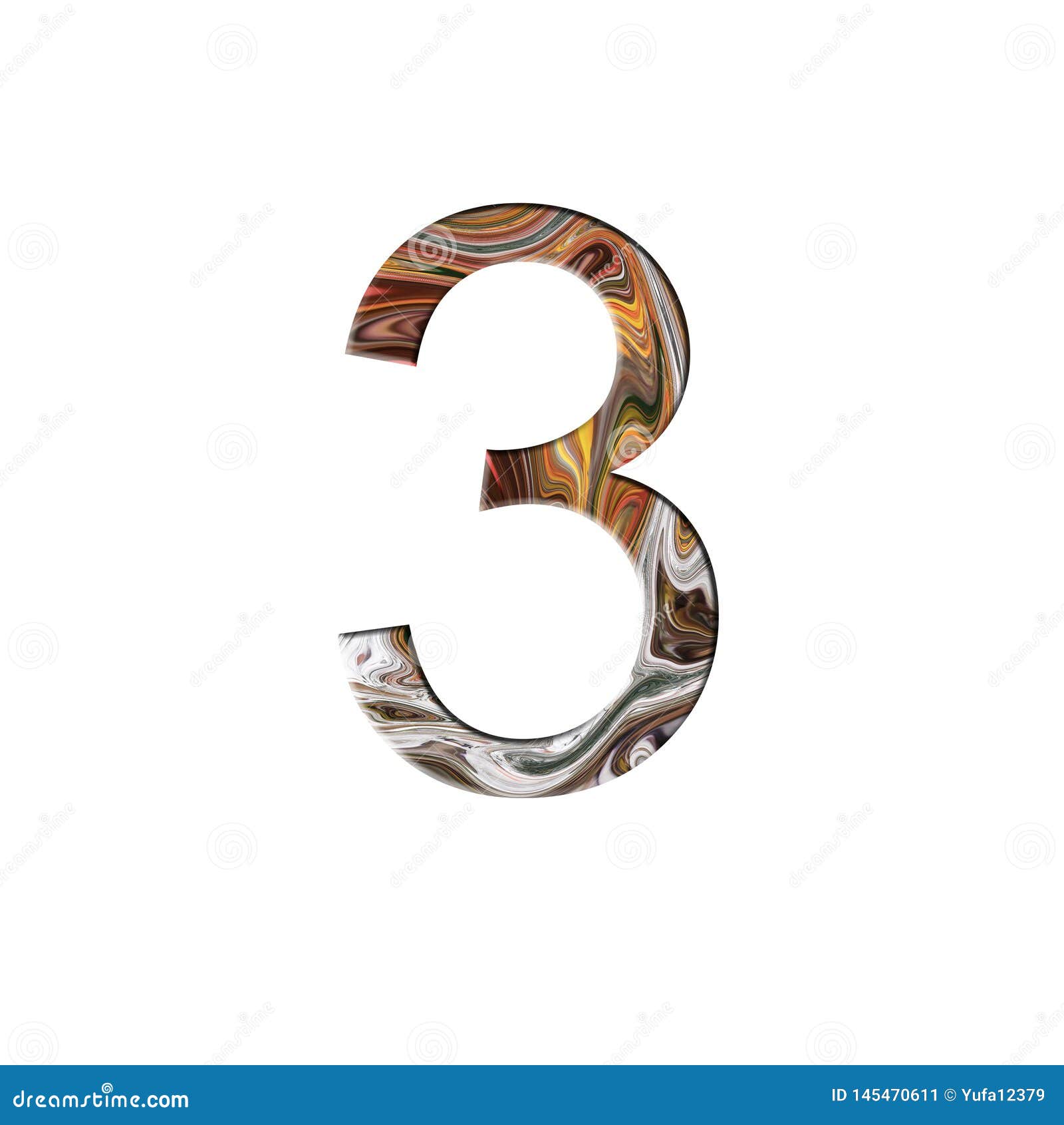 Number 3 Illustration - Painted Liquid Wave Style. Design Elements ...