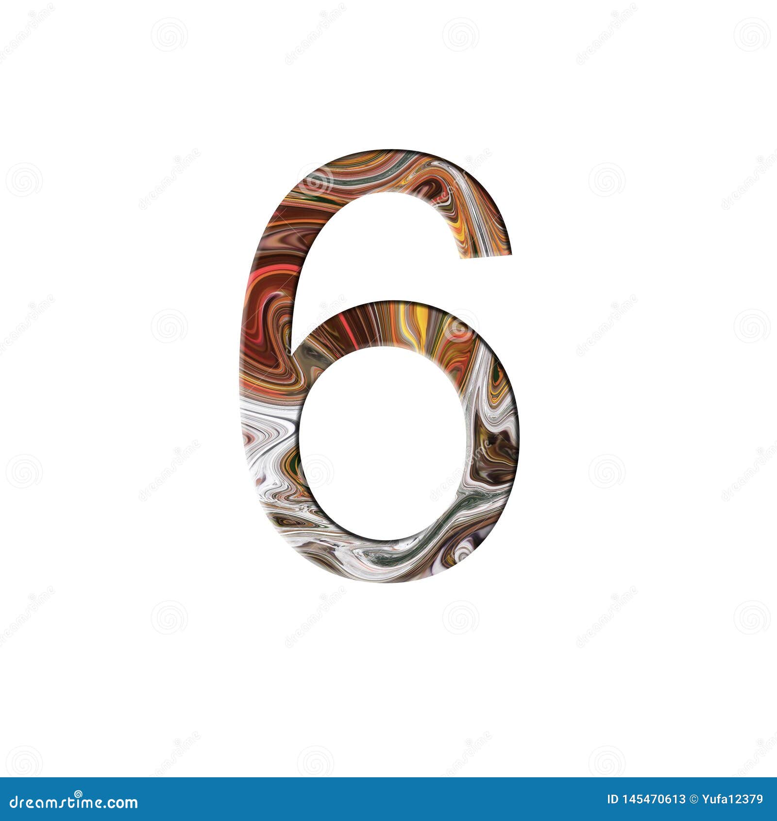 Number 6 Illustration - Painted Liquid Wave Style. Design Elements ...