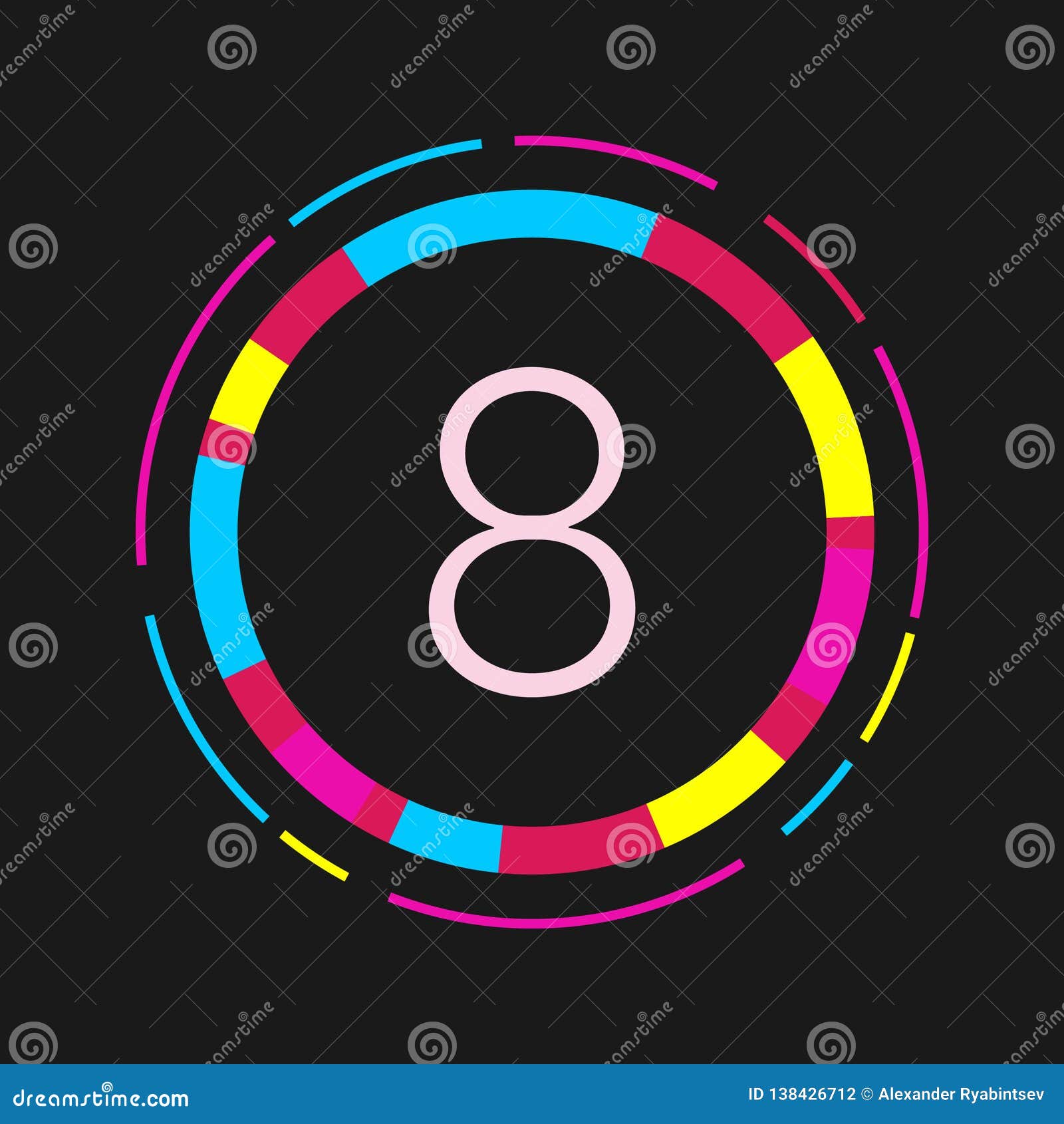 Number 8 Inside Modern Bright Colour Circle Frame Stock Vector ...