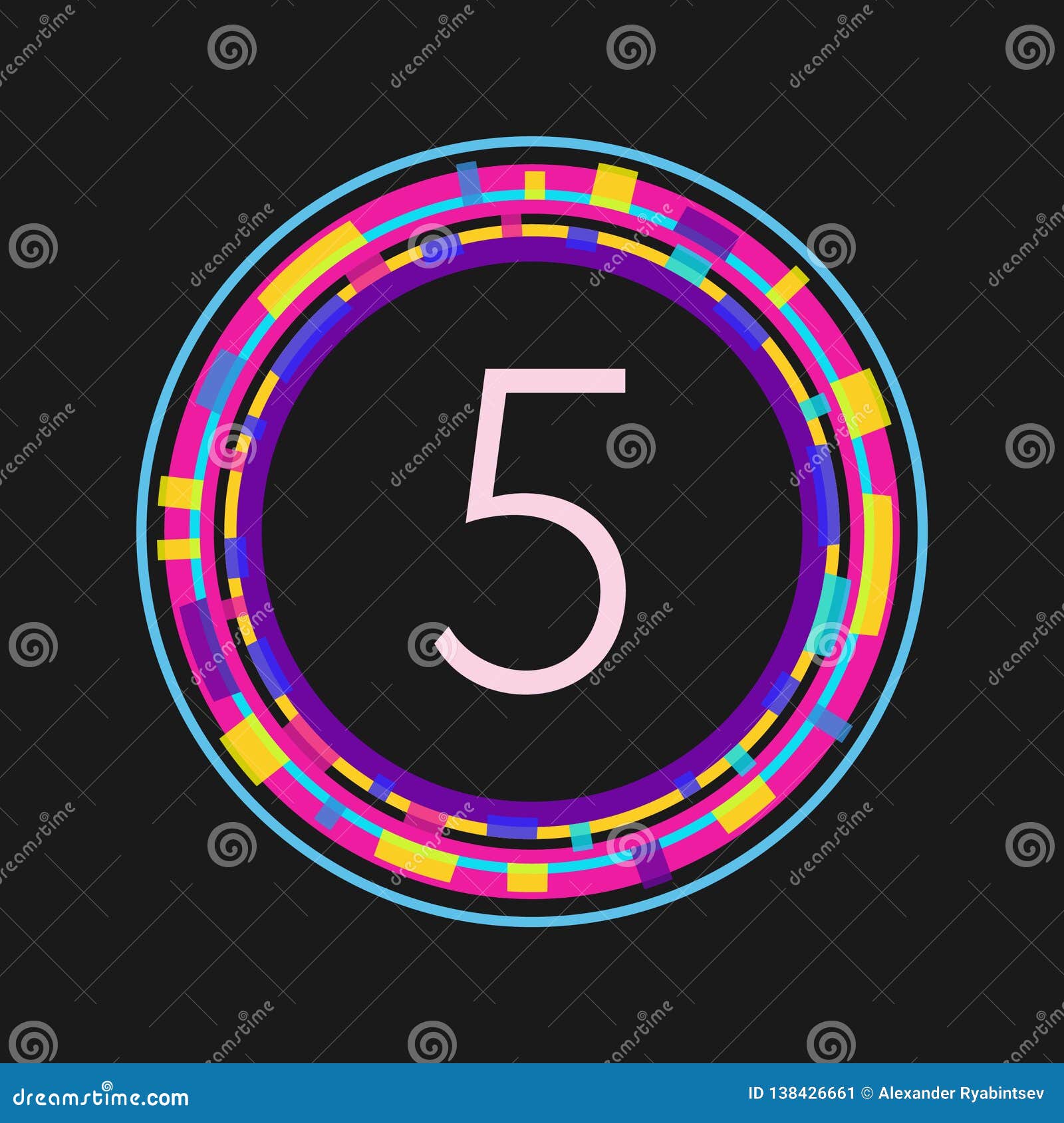 Number 5 Inside Modern Bright Colour Circle Frame Stock Vector ...