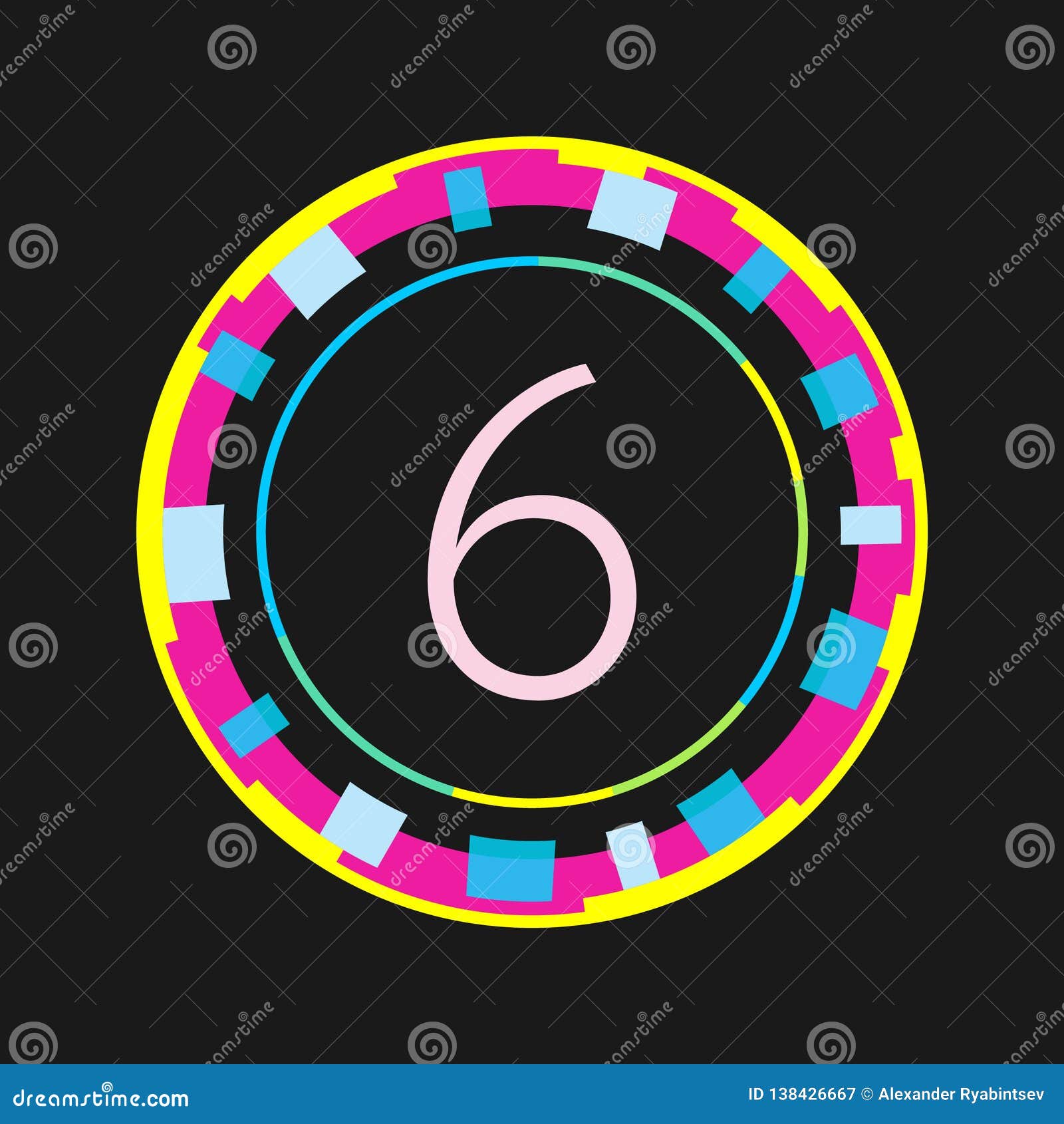 Number 6 Inside Modern Bright Colour Circle Frame Stock Vector ...