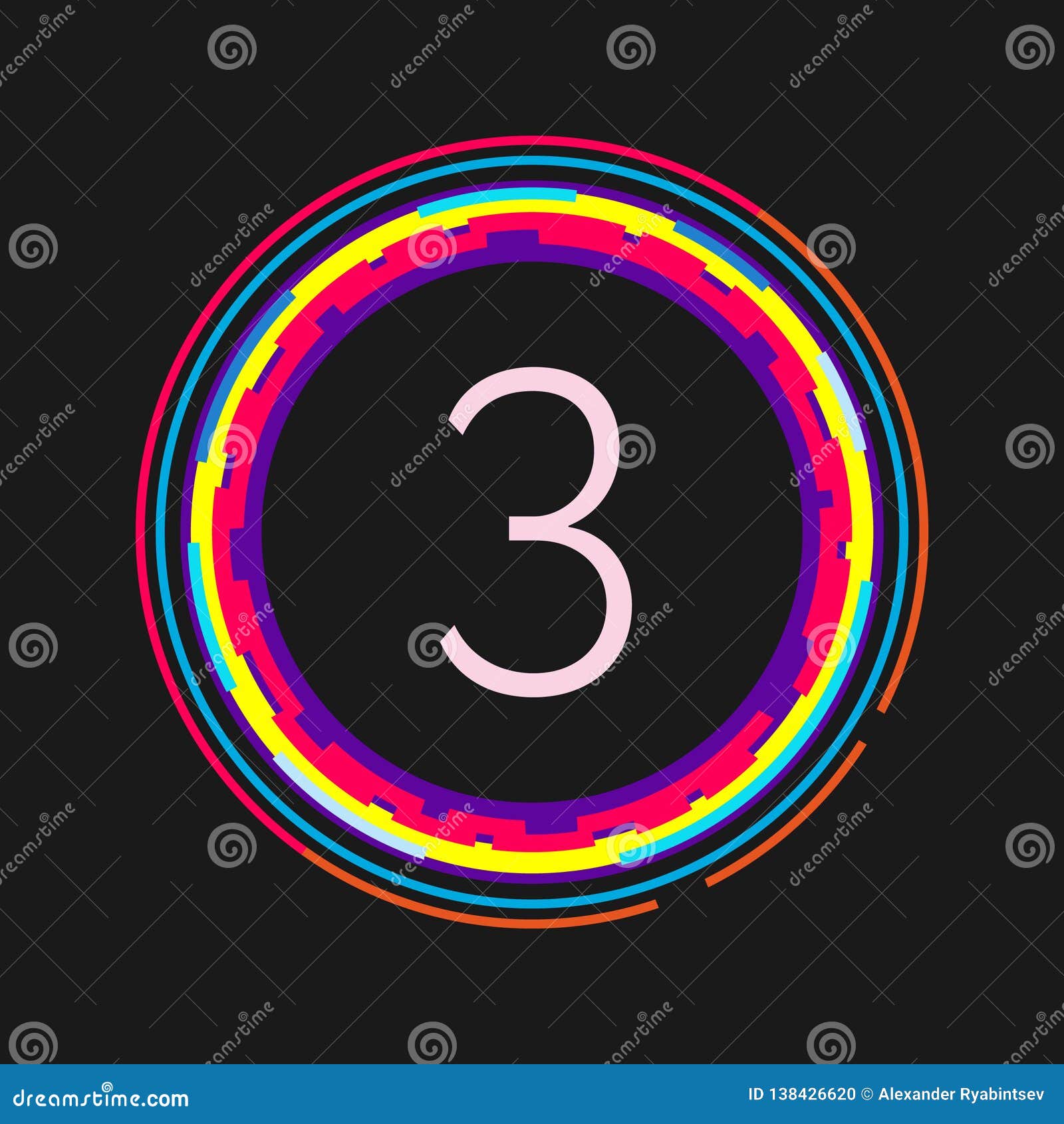 Number 3 Inside Modern Bright Colour Circle Frame Stock Vector ...