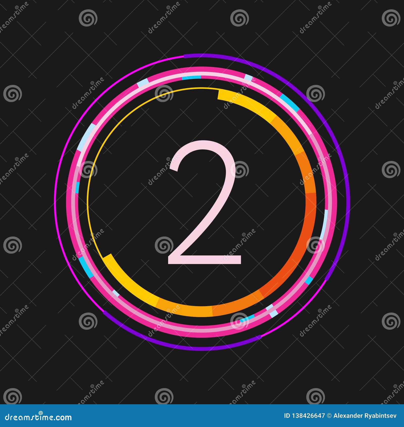 Number 2 Inside Modern Bright Colour Circle Frame Stock Vector ...