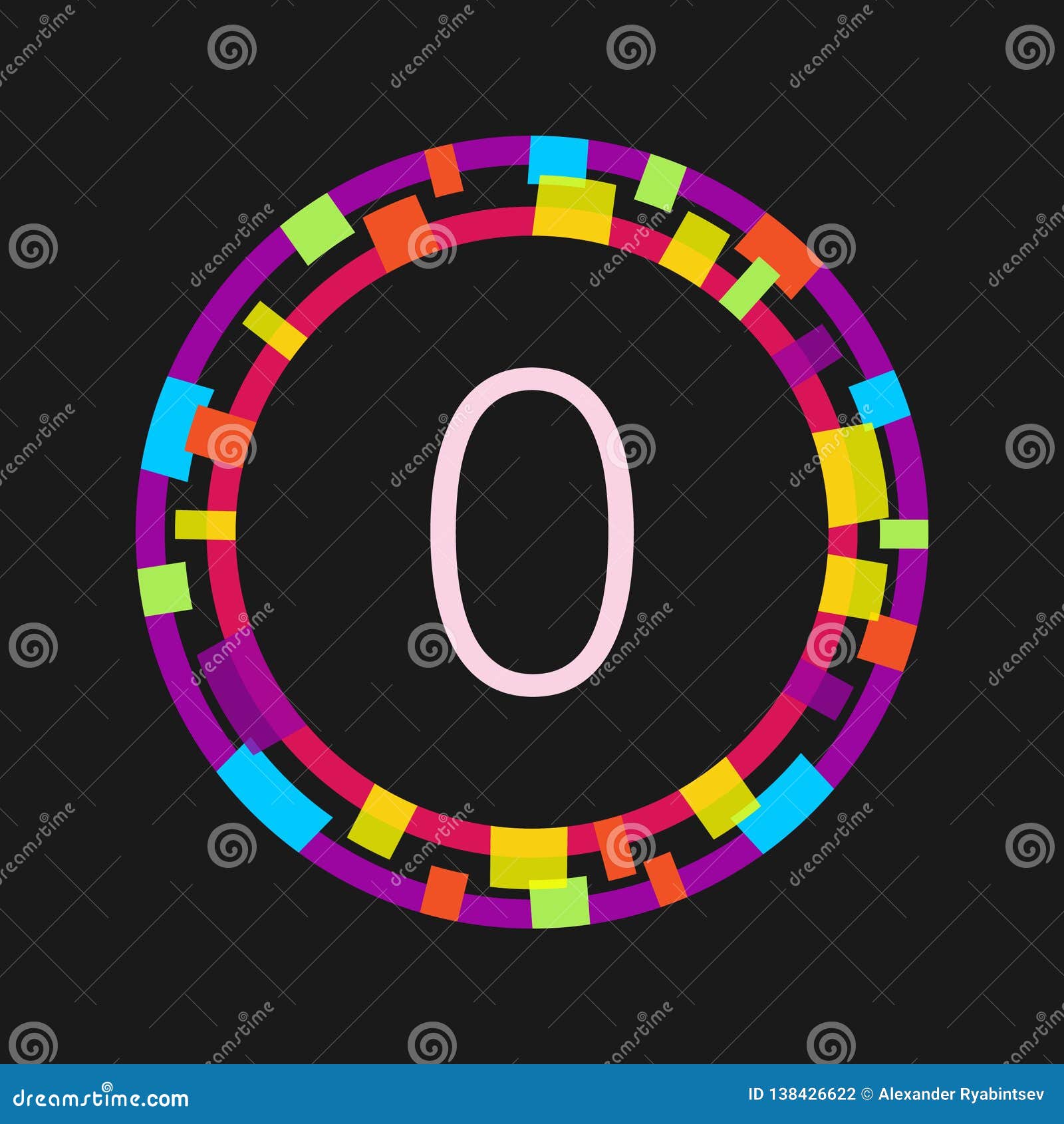 Number 0 Inside Modern Bright Colour Circle Frame Stock Vector ...
