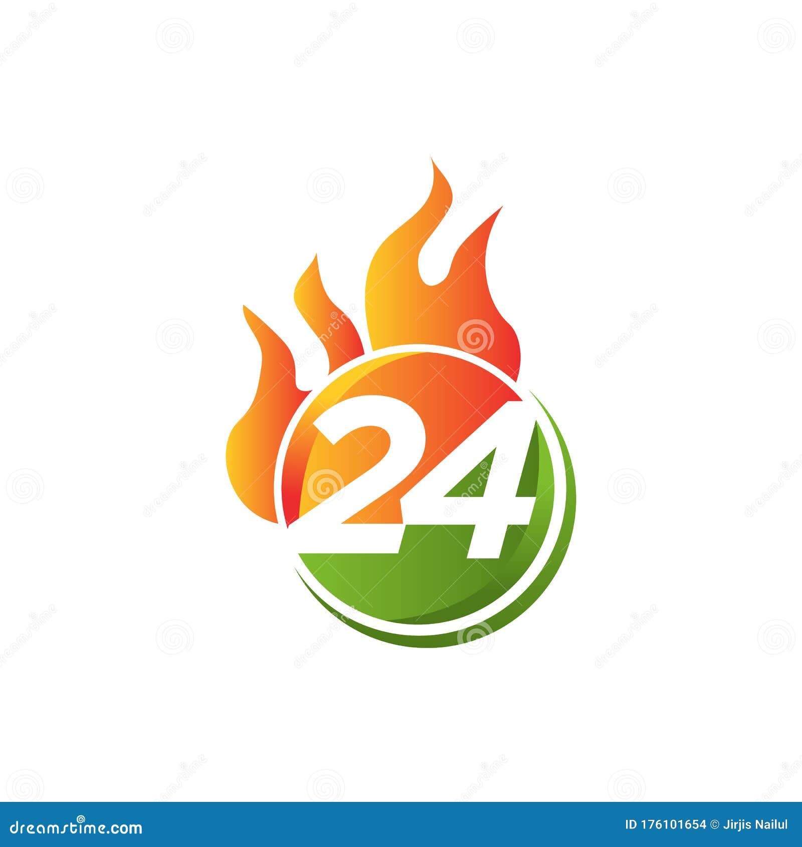 Number 24 Inside Round Vector with Flame for Element Design Stock ...