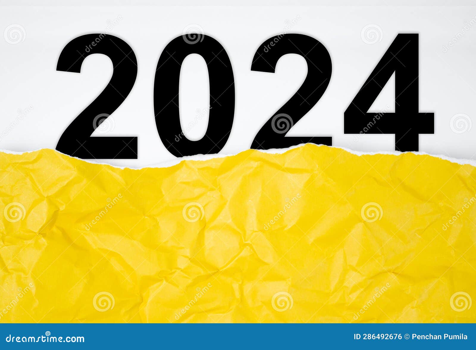 The 2024 Number Inside Yellow Paper Torn. Preparation 2024 Year ...