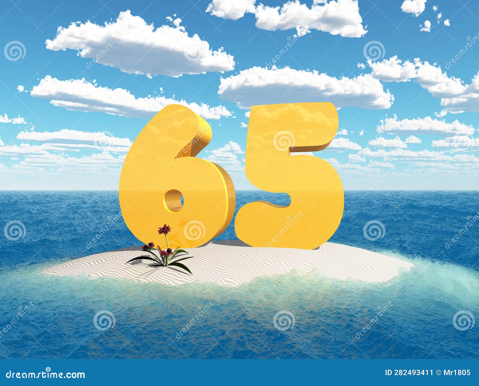 The Number 65 on an Island in the Sea Stock Illustration - Illustration ...