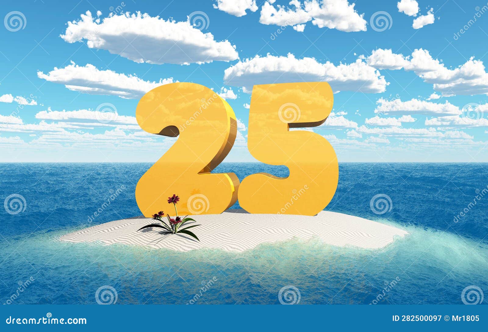 The Number 25 on an Island in the Sea Stock Illustration - Illustration ...