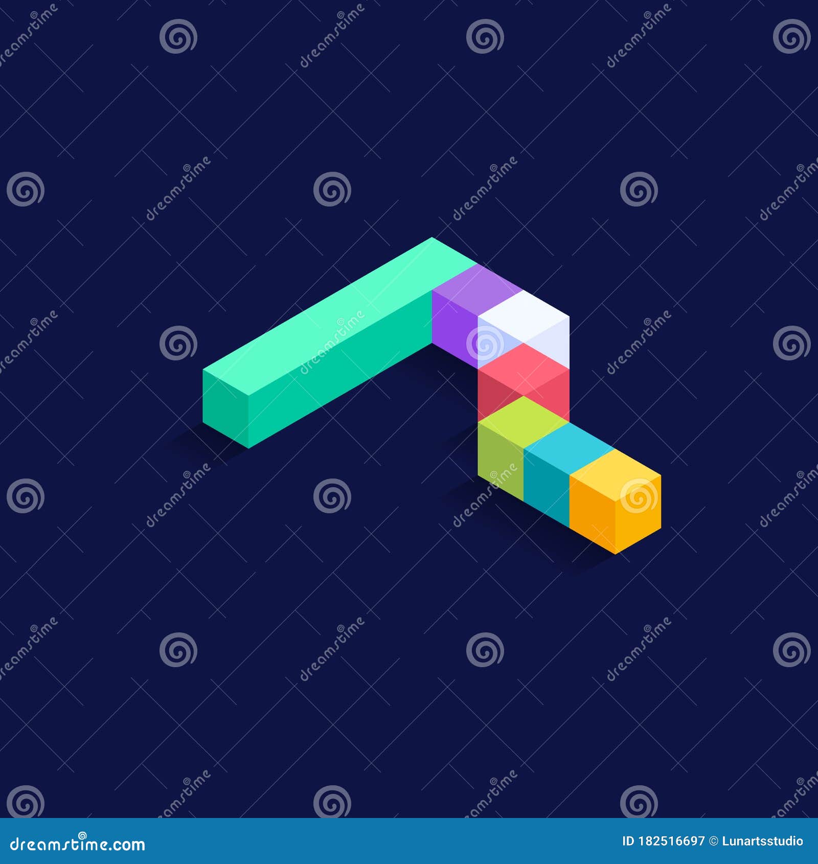Number 7 Isometric Colorful Cubes 3d Design, Three-dimensional Letter ...