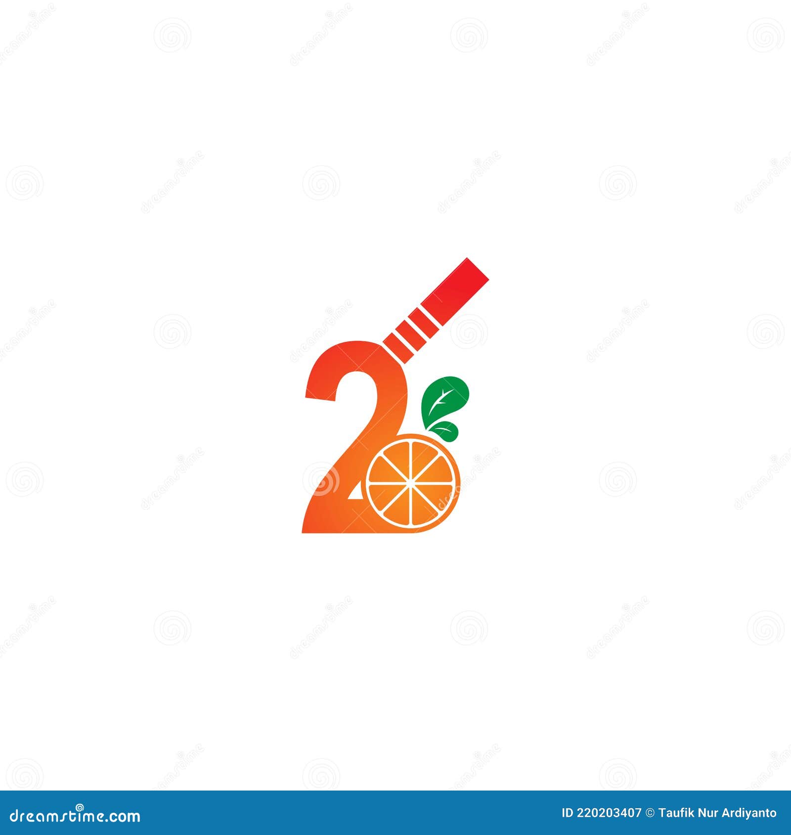 Number 2 with Juice Orange Icon Logo Design Template Stock Vector ...