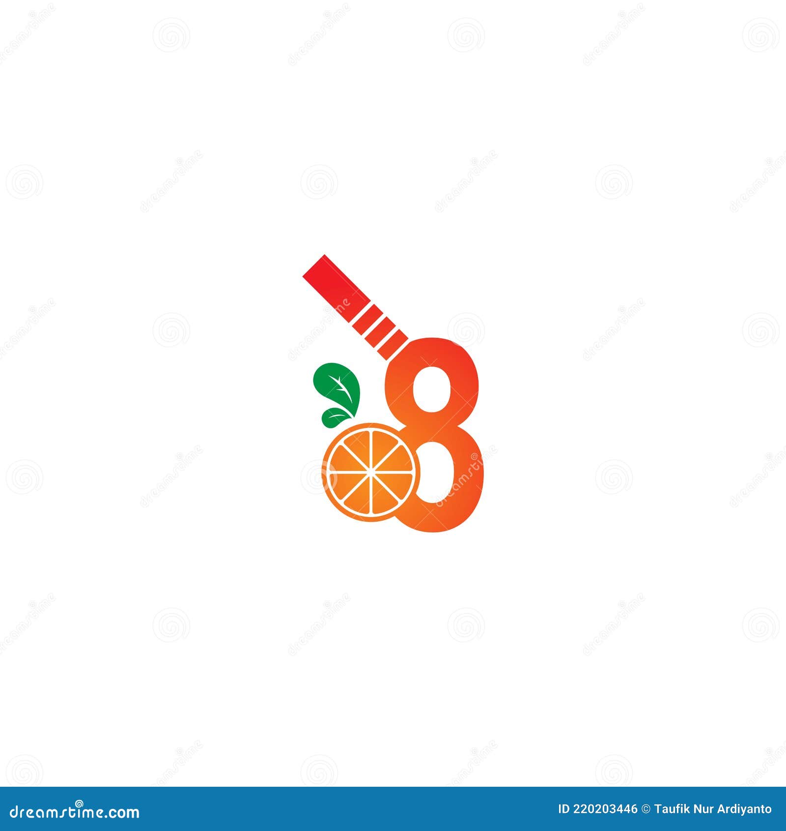 Number 8 with Juice Orange Icon Logo Design Template Stock Vector ...