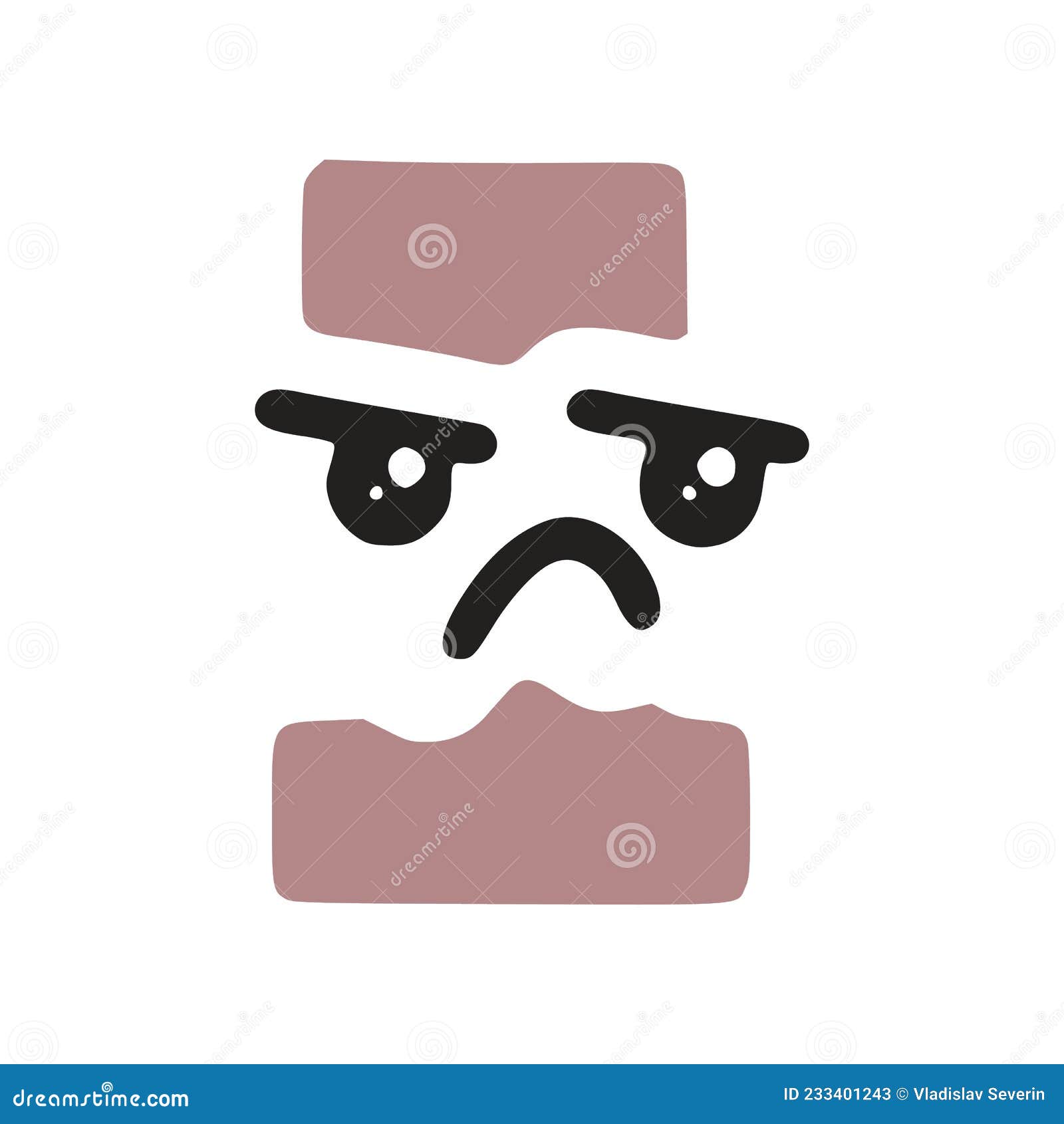 Number 1 Kawaii Character with Sad Face Stock Vector - Illustration of ...