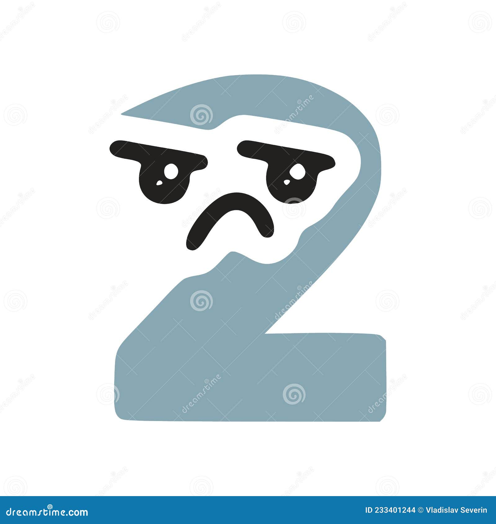 Number 2 Kawaii Character with Sad Face Stock Vector - Illustration of ...