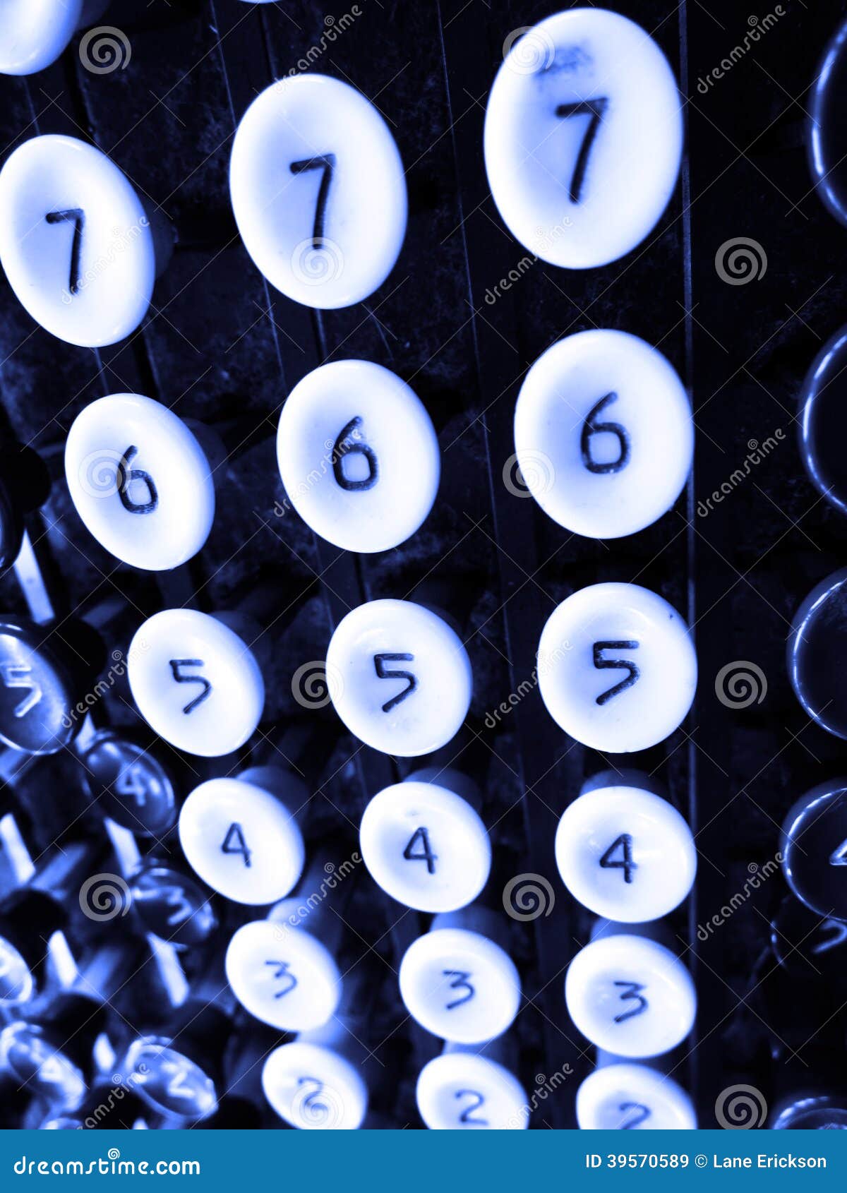 Number Keys on Old Adding Machine Stock Image - Image of equipment ...
