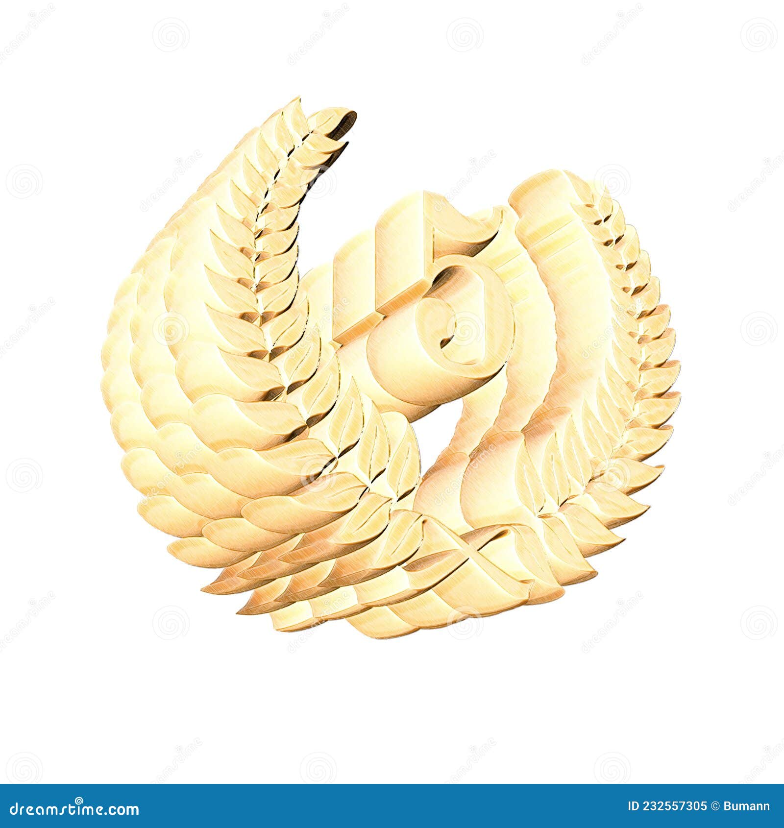 Number 5 with Laurel Wreath or Honor Wreath As a 3D-illustration, 3D ...
