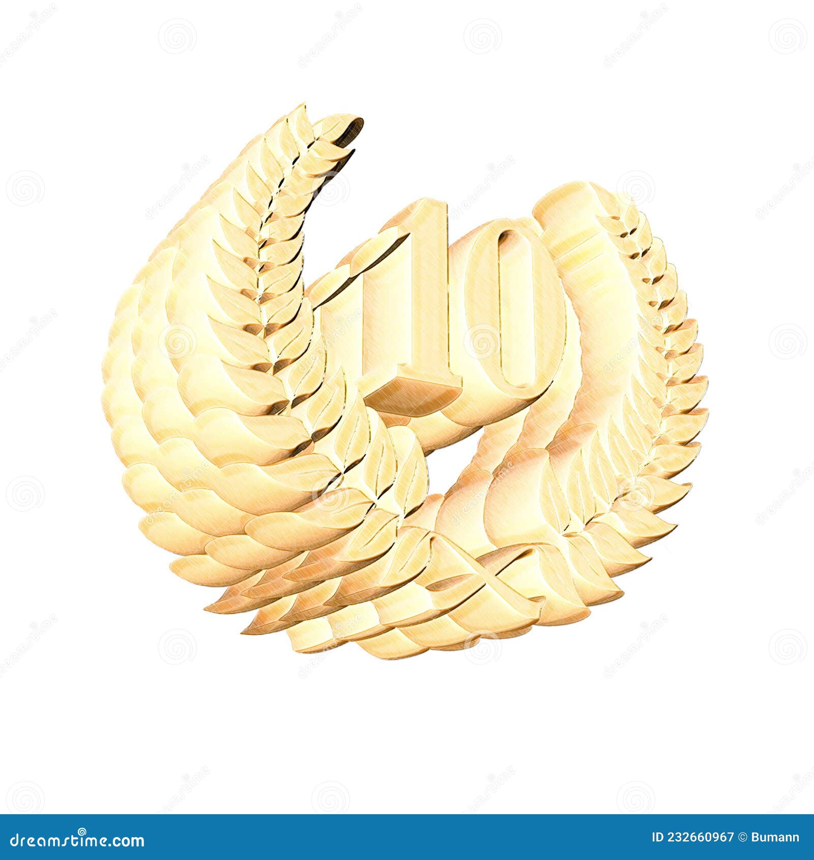 Number 10 with Laurel Wreath or Honor Wreath As a 3D-illustration, 3D ...
