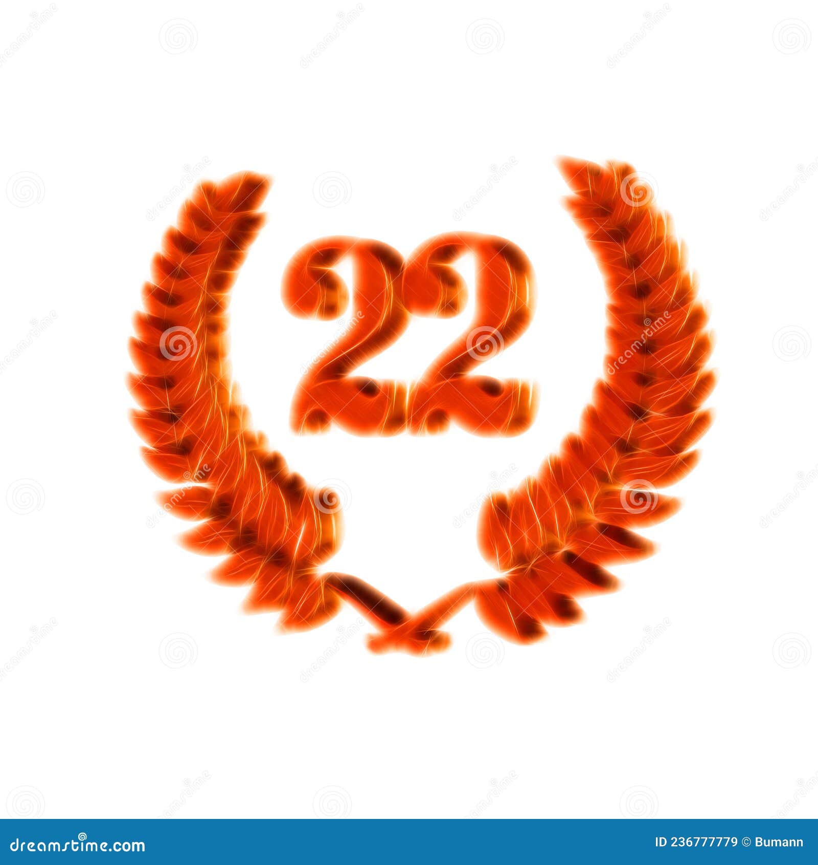 Number 22 with Laurel Wreath or Honor Wreath As a 3D-illustration, 3D ...