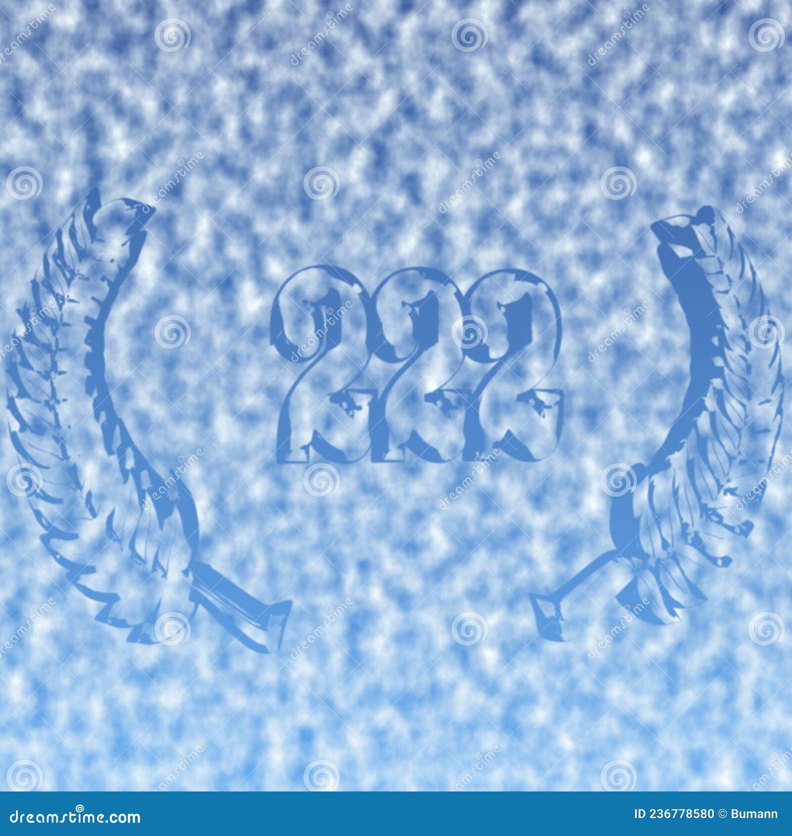 Number 222 with Laurel Wreath or Honor Wreath As a 3D-illustration, 3D ...