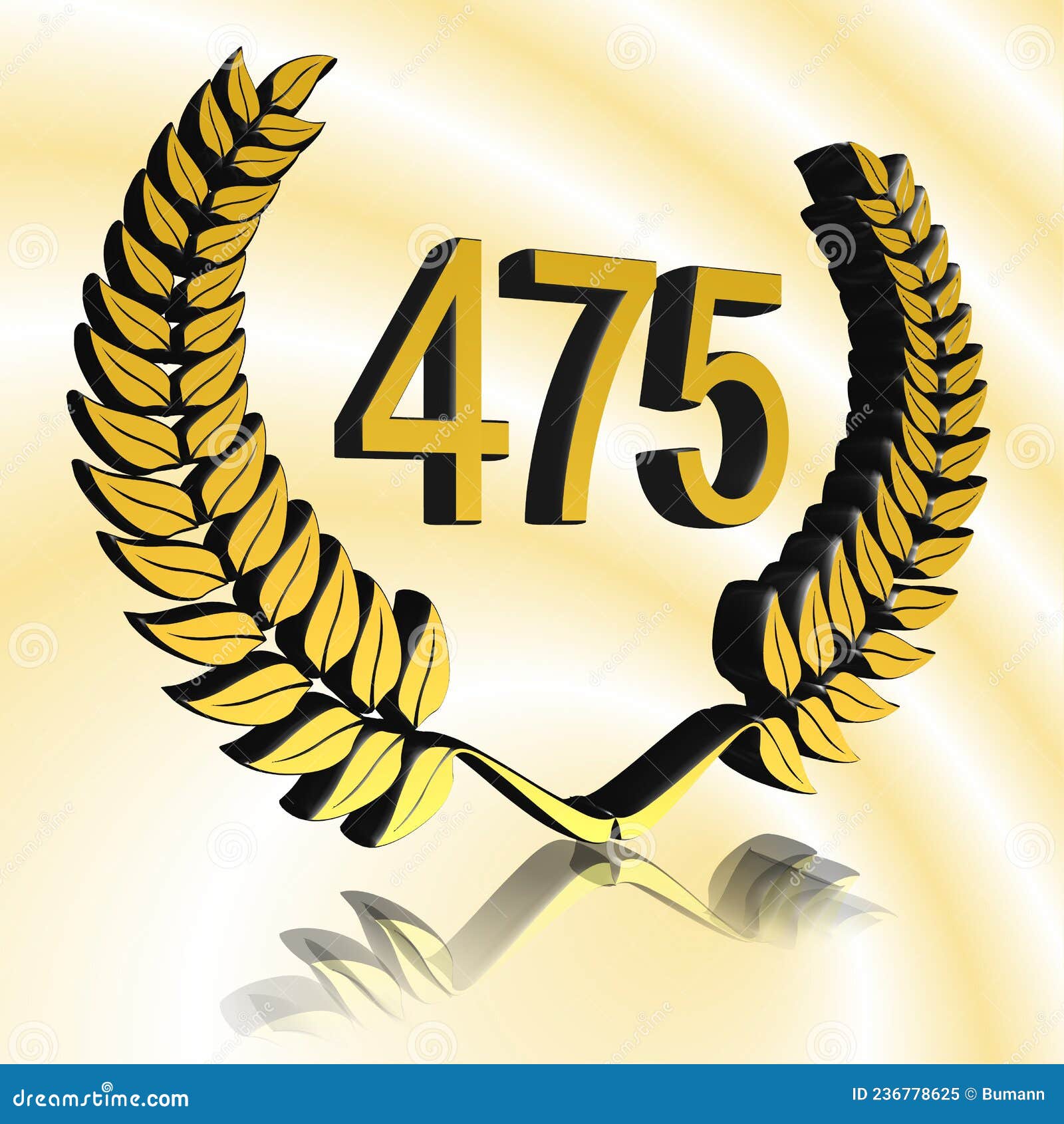Number 475 with Laurel Wreath or Honor Wreath As a 3D-illustration, 3D ...